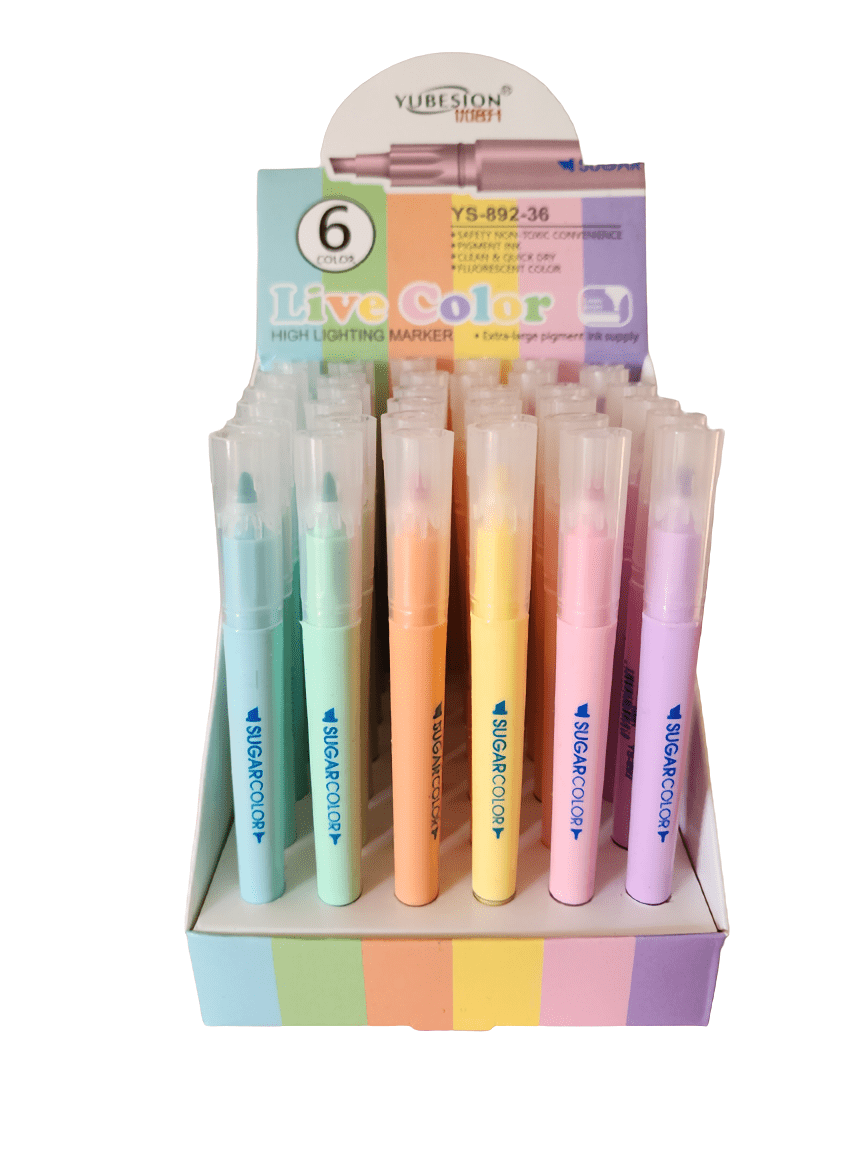 Pack de 6 Marcatextos SugarColor Colores Fluorescentes - Cute Shop