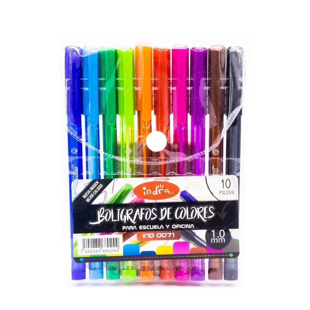 Pack de 10 Plumas de Tinta de Colores Punta 1.00 mm - Cute Shop