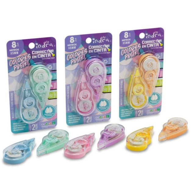 Blister de 2 Correctores en cinta 5m*5mm colores pastel (color al azar ...