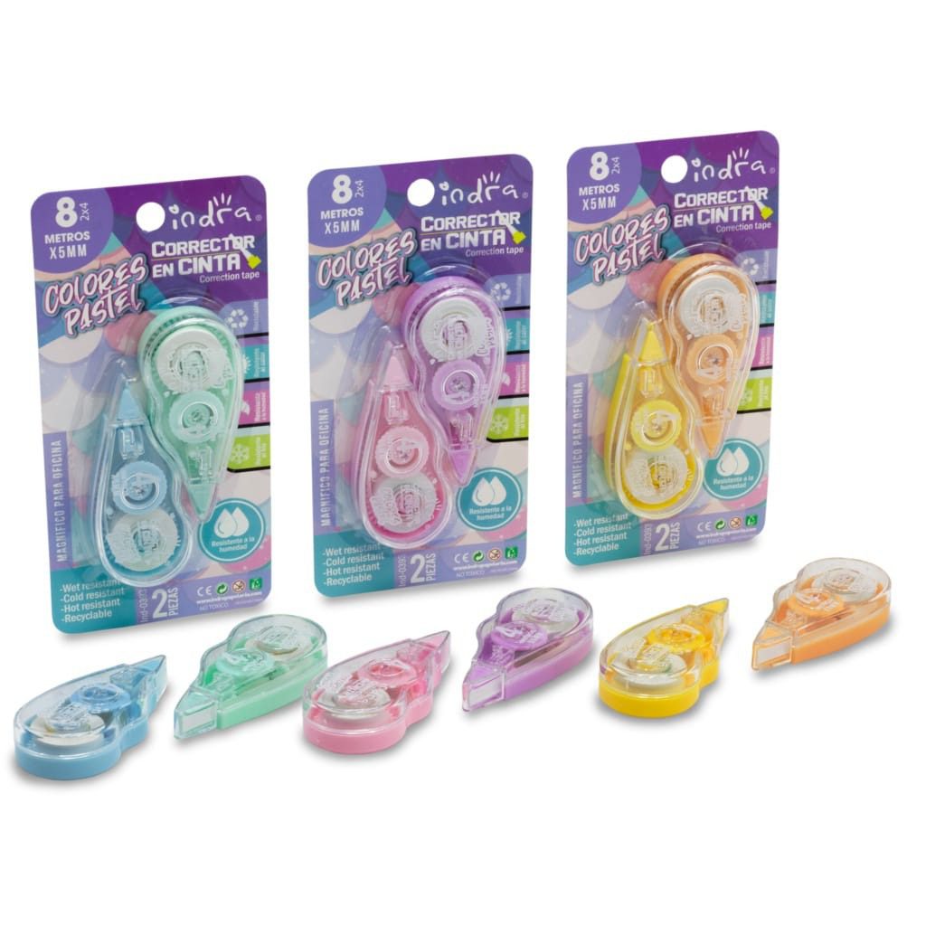 Blister de 2 Correctores en cinta 5m*5mm colores pastel (color al azar ...