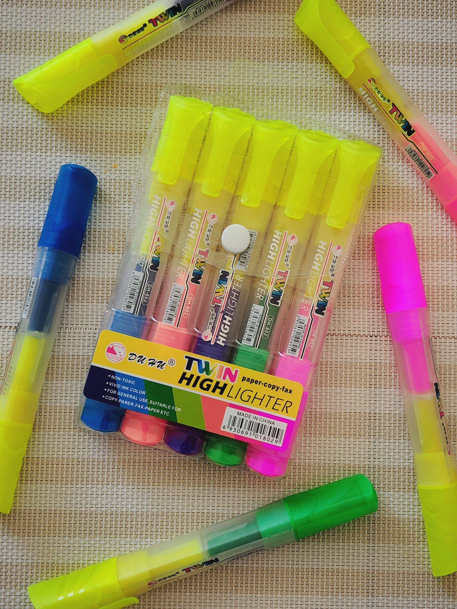 Pack con 5 Marcatextos de Doble Punta 6 Colores - Cute Shop