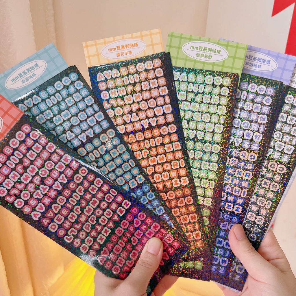 Pack de 4 Planillas de Stickers Cortados con Láser Letras Neon - Cute Shop