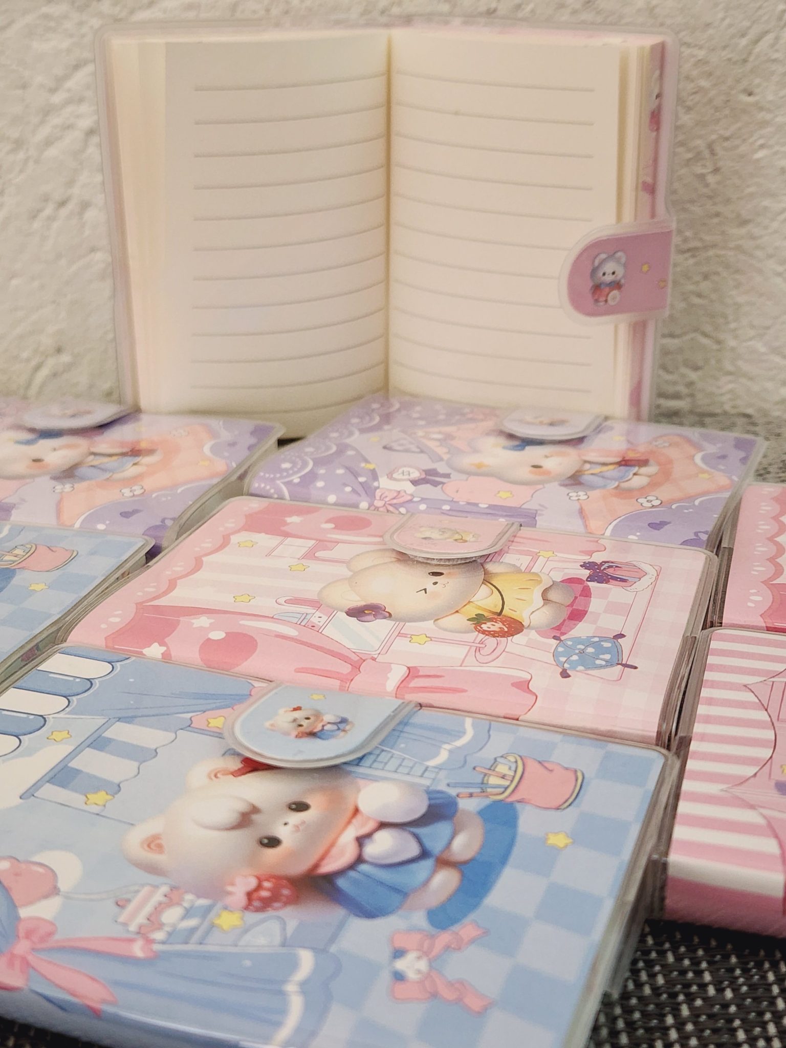 Mini Libreta Kawaii Plastificada Filo de Hoja Decorada Oso - Cute Shop