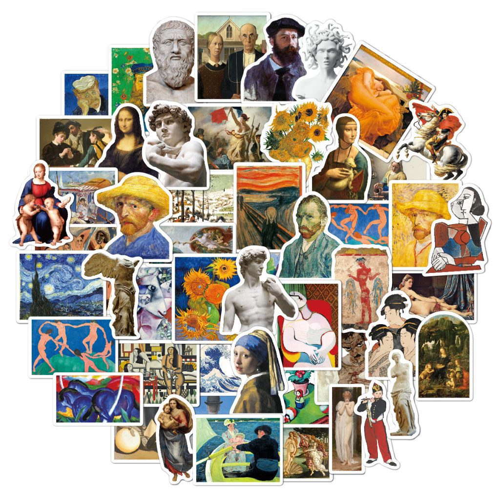 Pack 50 Stickers Impermeables VanGogh Pinturas Oleo Clasicas - Cute Shop