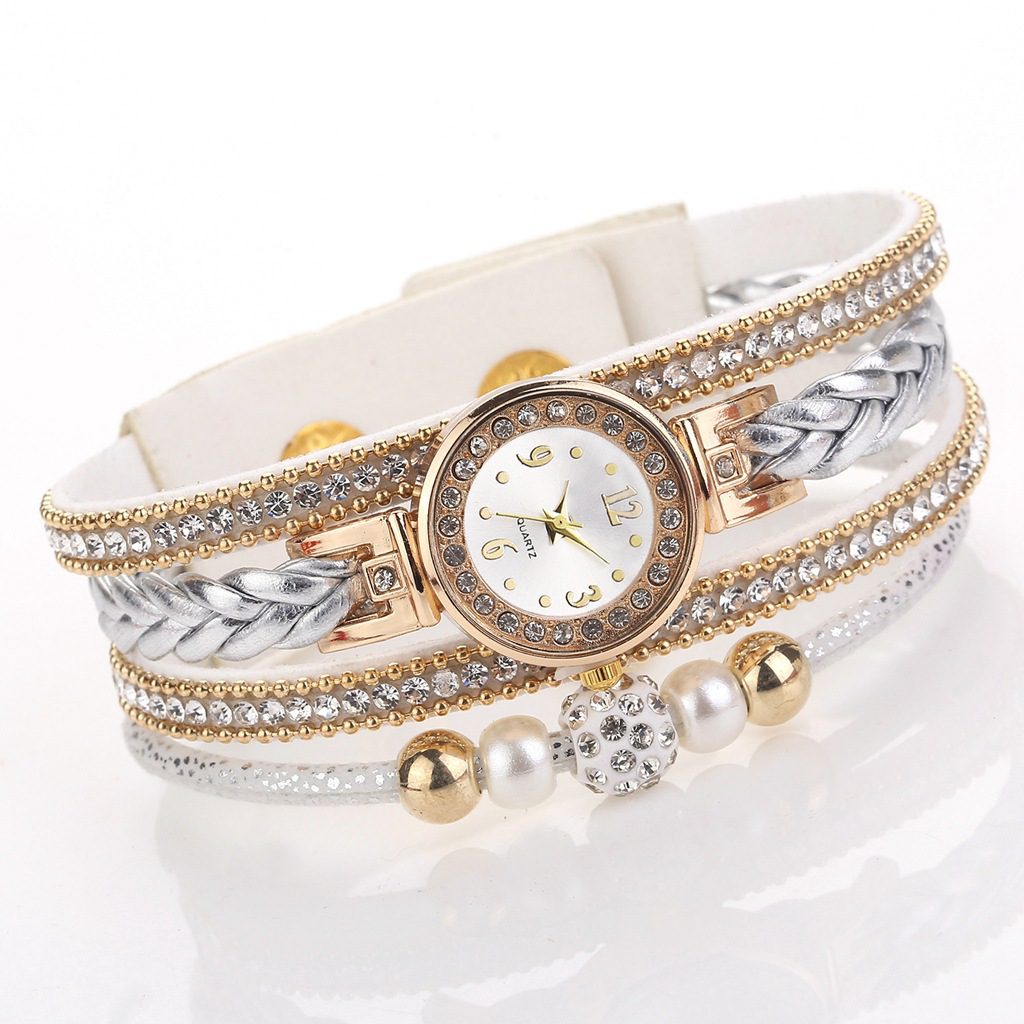 Reloj Multipulsera Correaa de Pu con Cuentas de Perlas y Diamantes ...