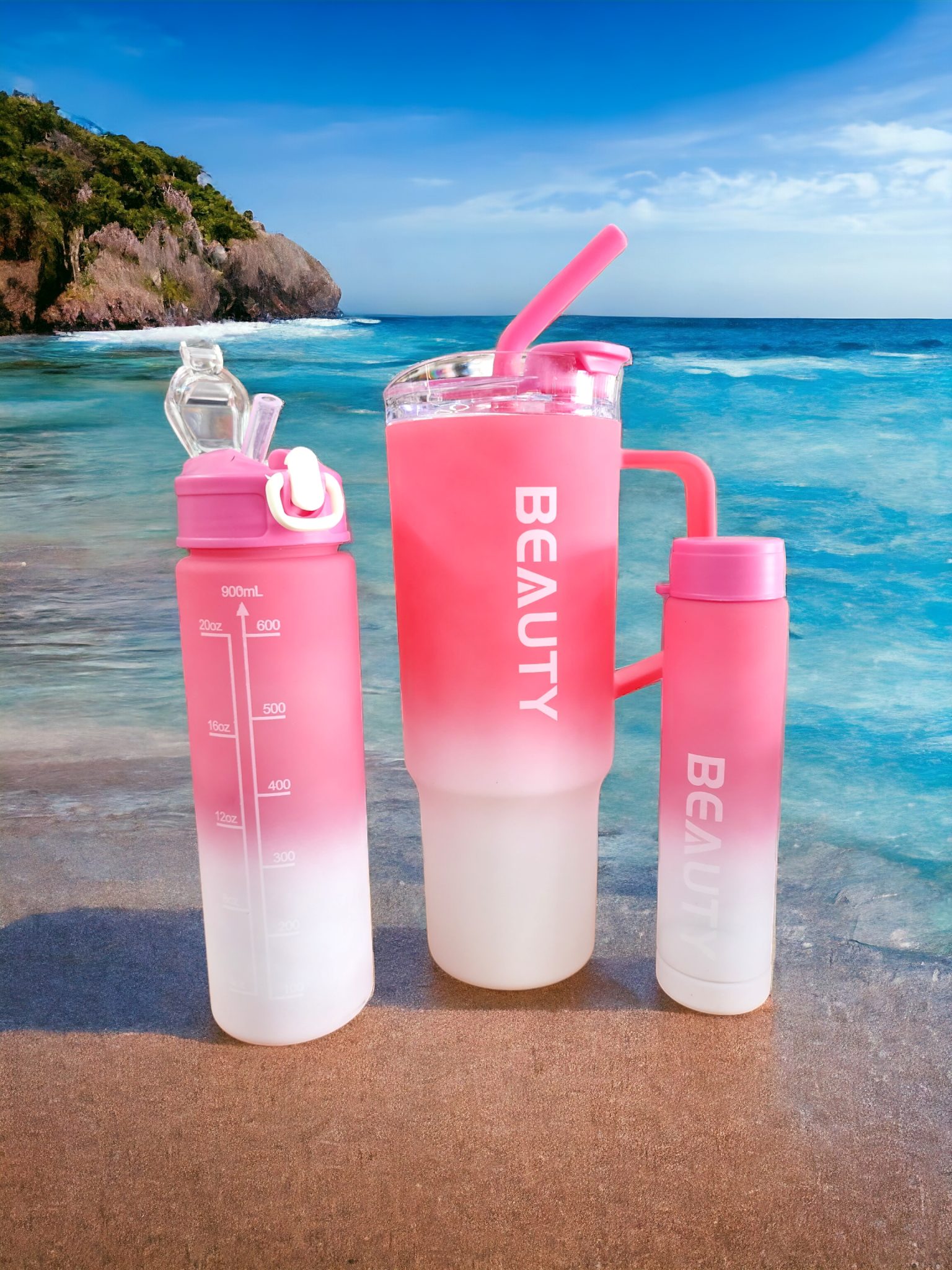 Trio de Vasos Beauty con stickers y charms para personalizar - Cute Shop