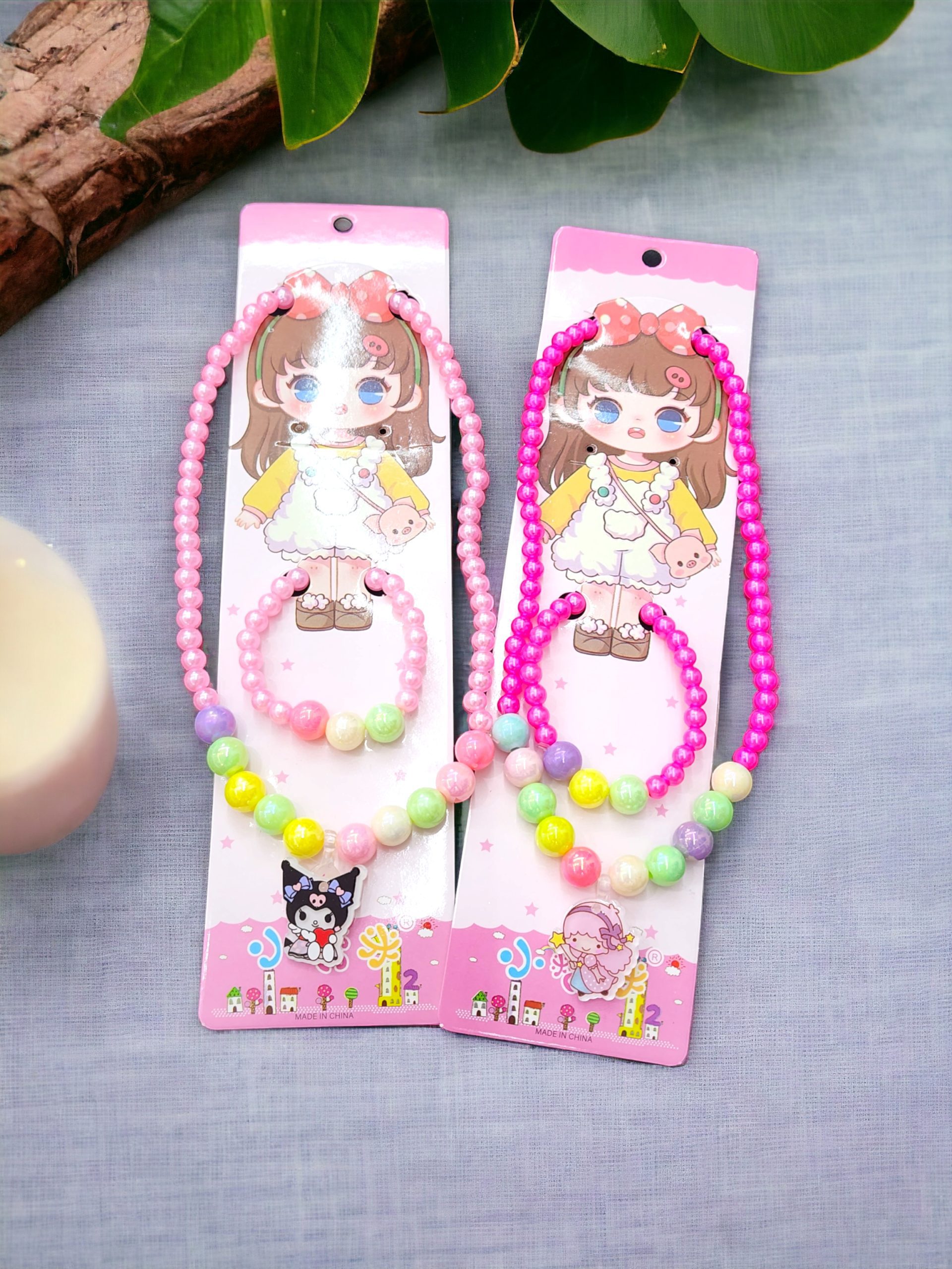 Set Collar + Pulsera de Niña aperlado con personaje de figurita de ...