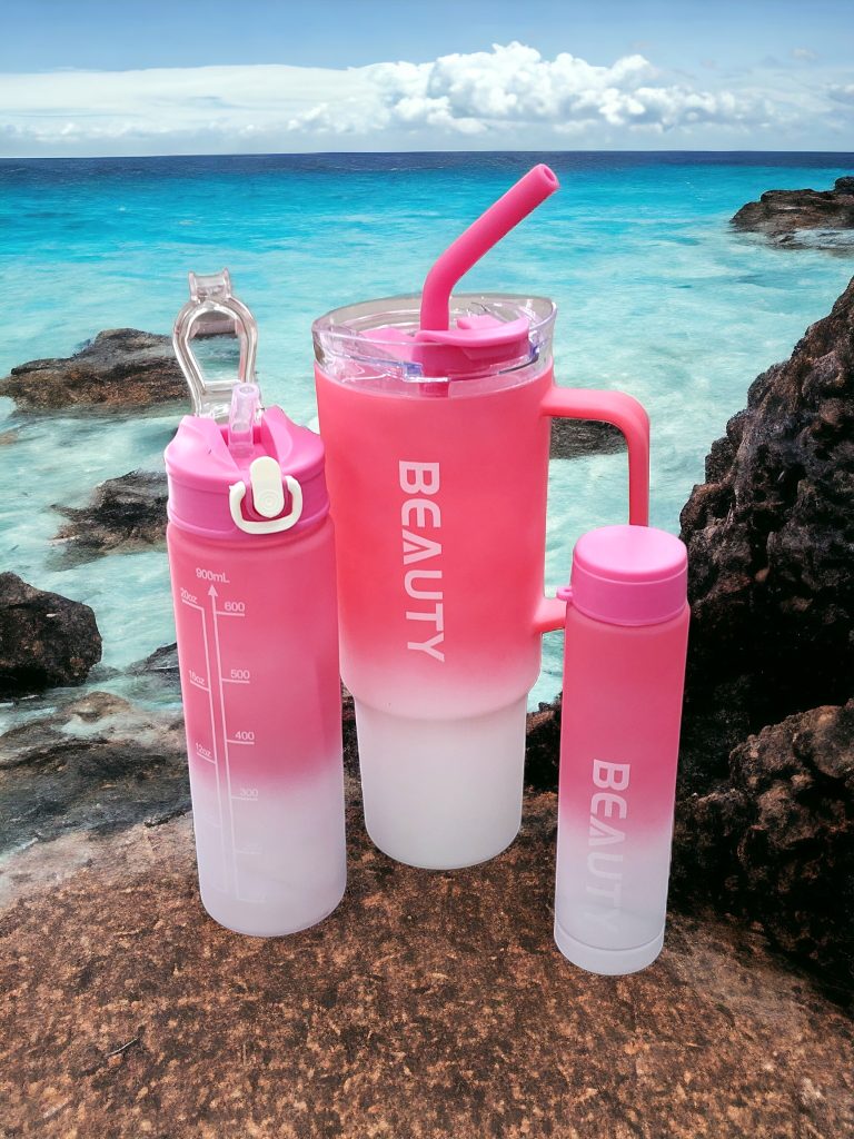 Trio de Vasos Beauty con stickers y charms para personalizar - Cute Shop