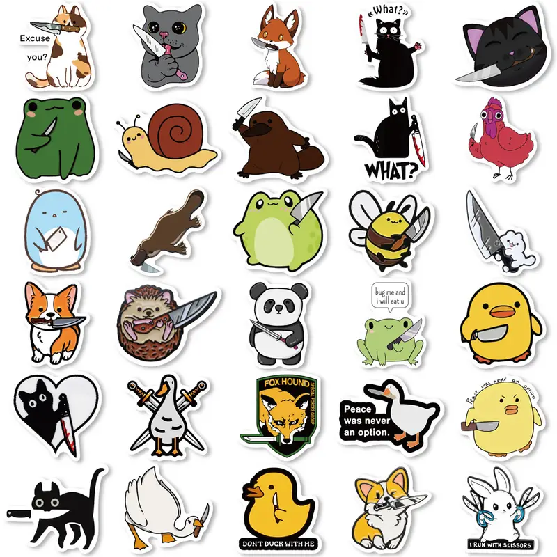 Bolsita de Stickers 50 Piezas Animales Cute Cuchillo Knife - Cute Shop