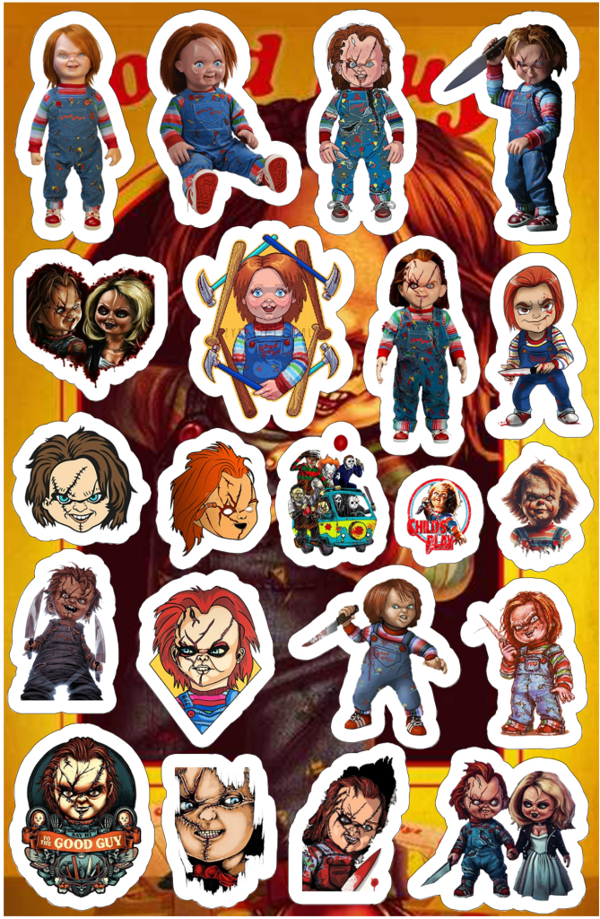 Planilla con 21 Stickers Cortados con Laser Chucky - Cute Shop