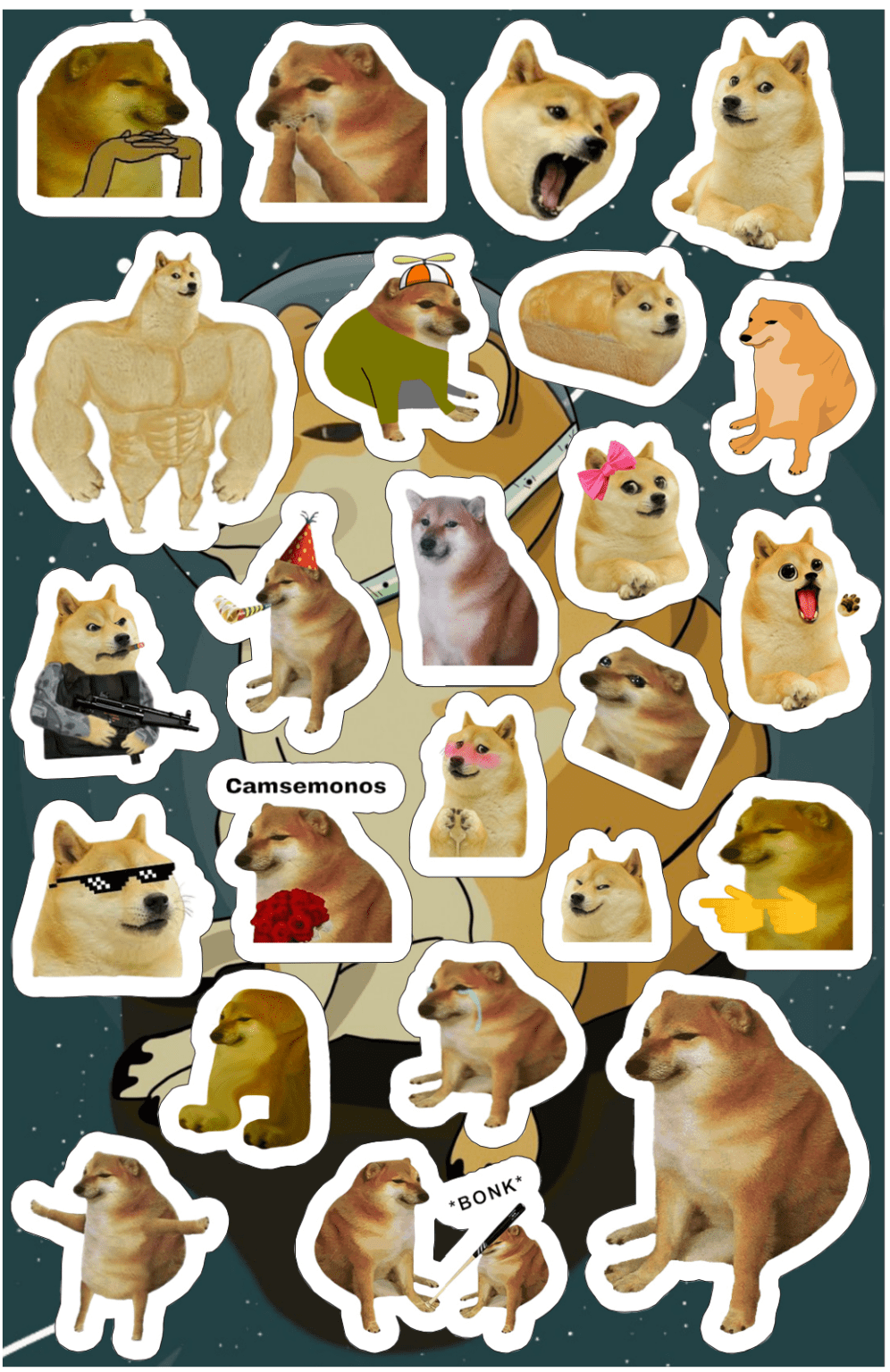 Planilla con 24 Stickers Cortados con Laser Chems - Cute Shop