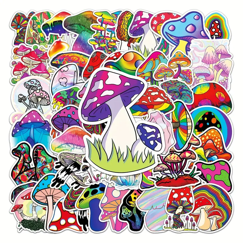 Bolsita de Stickers con 50 Piezas con Diseños de Hongos Coloridos ...