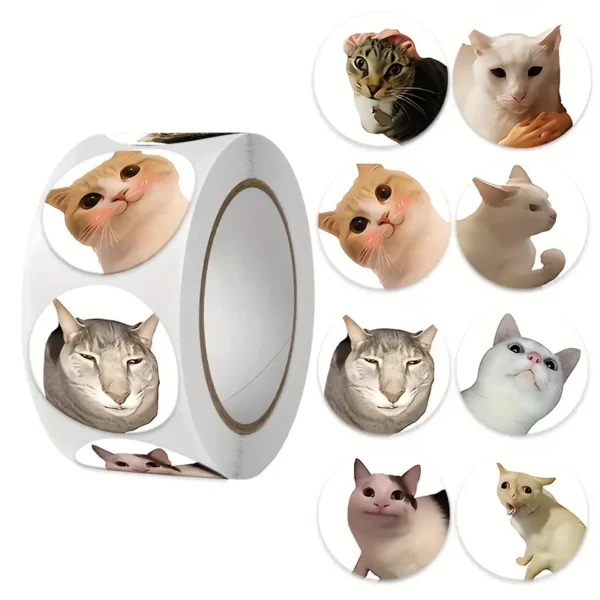 Rollo con 500 Stickers Pegatinas Impermeables Gatos Felinos - Cute Shop