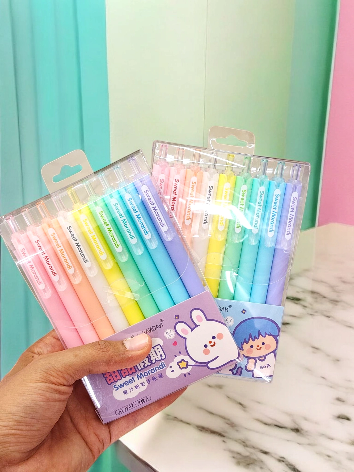 Pack con 9 Plumas de Gel Pasteles Sweet Morandi Jiandan 0.7mm Conejo ...