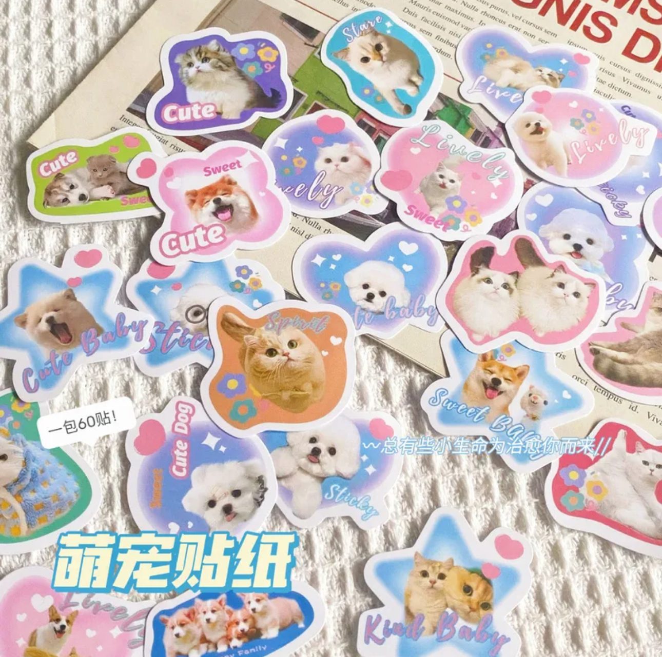 Pack con 50 Stickers de Perritos & Gatitos Lindos Mascotas - Cute Shop