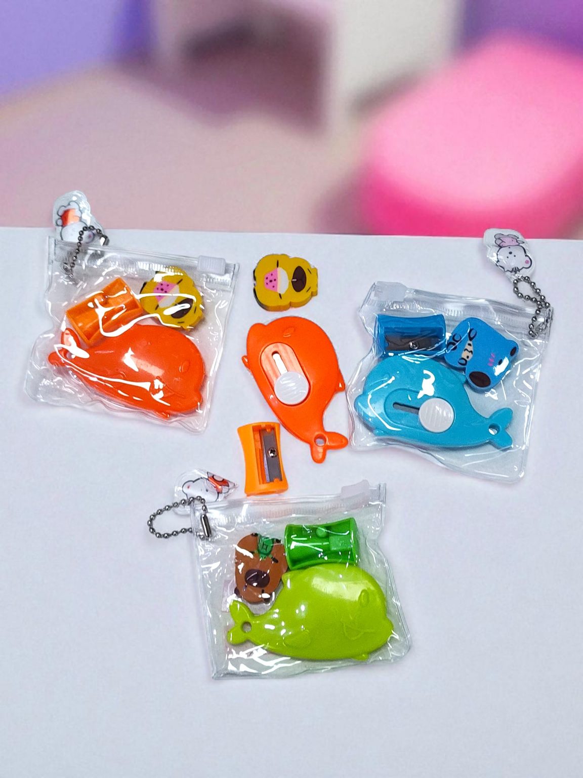 Cutter, Borrador y Sacapuntas Capibara Set Escolar 3 pzas en Bolsa ...