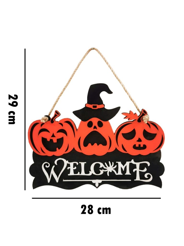 Letrero en MDF Decorativo Welcome Trio de Calabazas Halloween - Cute Shop