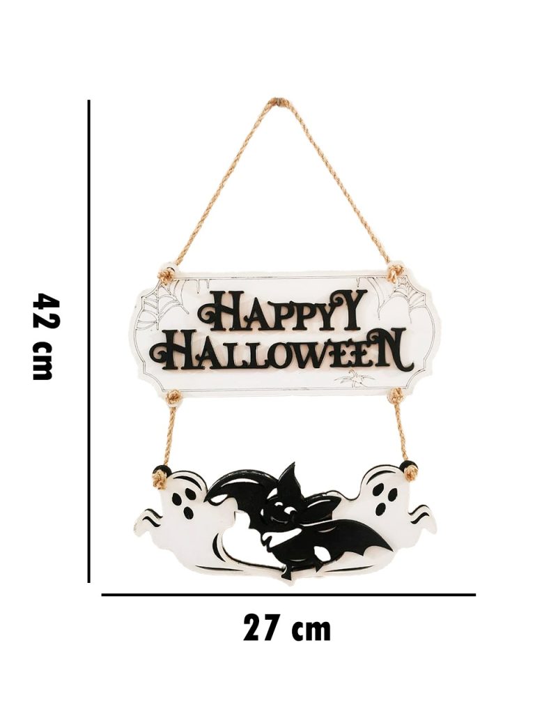 Letrero en MDF Decorativo Happy Halloween Fantasmas Murciélago - Cute Shop