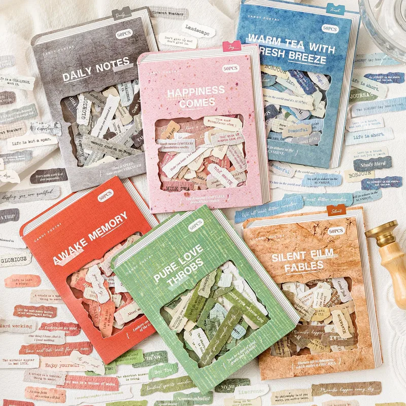Libro con 50 Páginas de Stickers de Frases Vintage - Cute Shop