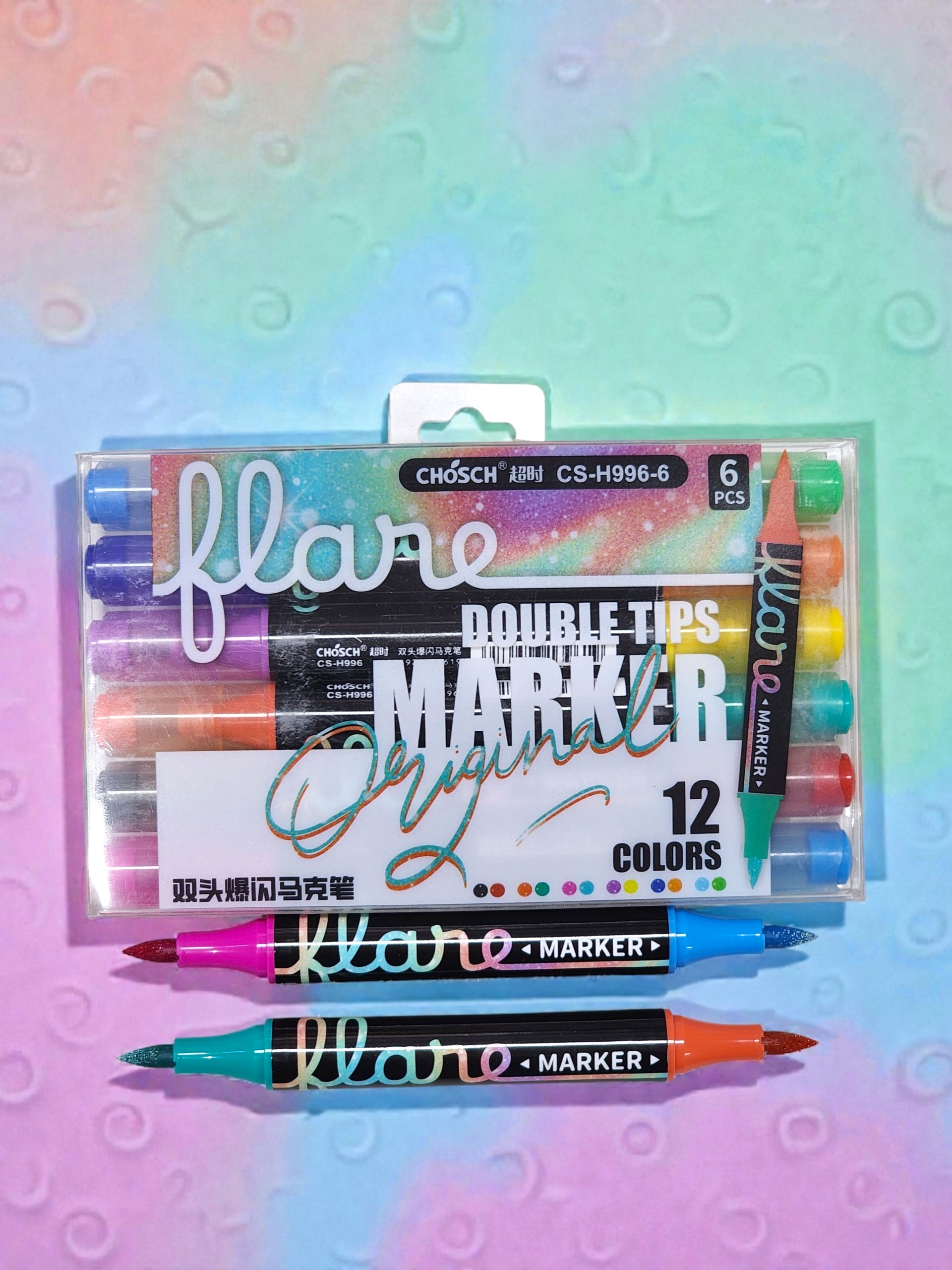 Set de 6 Plumones Doble Punta "Flare Original" - 12 Colores Vibrantes ...