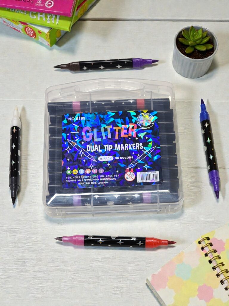Set de 12 Plumones Dual Tip Glitter - 24 Colores con Destellos Mágicos ...